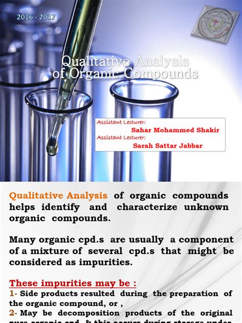 Qualitative Analysis Of Organic Compounds Pdf
