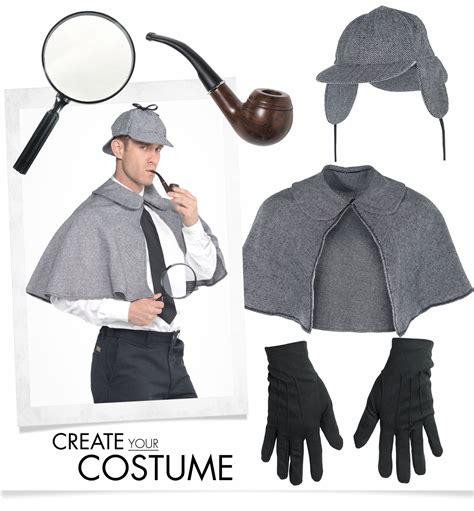 Adult Sherlock Holmes Kit With Cape And Hat Grey One Size 2 Pk
