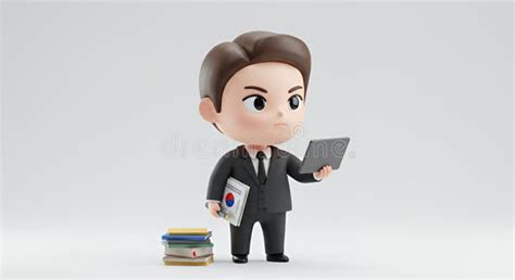 Chibi Korean Insurance Sales Agent 3d Render Stock Illustration
