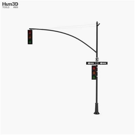 Traffic Light Post 2 3d Model Download Street Elements On