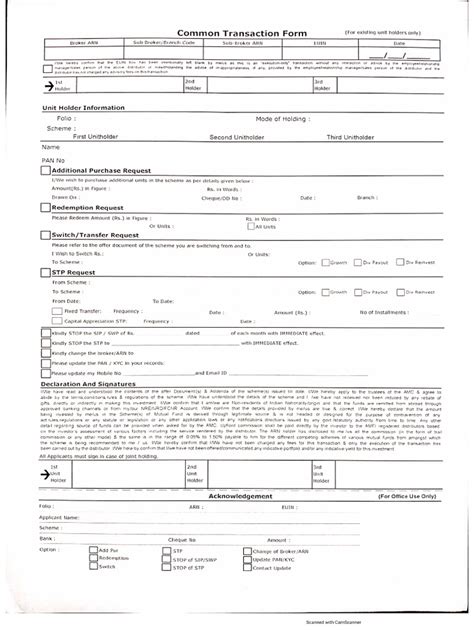 Common Transaction Form Pdf
