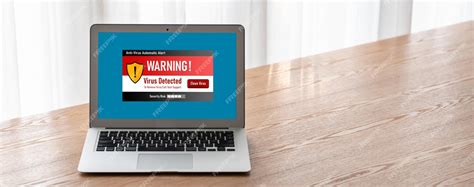 premium photo virus warning alert on computer screen detected modish