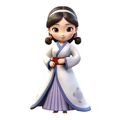 Cartoon Cute Korean Girl In Hanbok 25094417 Png