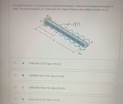 Solved The Shaft Of Radius C Is Subjected To A Distributed