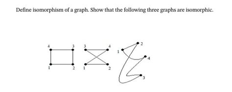 Solved Define Isomorphism Of A Graph Show That The Chegg Com