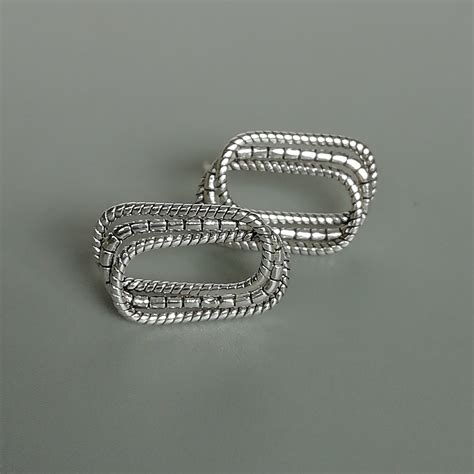 Sterling Silver Rectangle Earrings Everyday Earrings Three