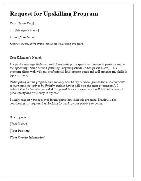 Letter Template For Reskilling And Upskilling Plan Free Samples In