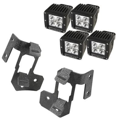 Rugged Ridge Textured Black Square A Pillar Led Light Mount Kit