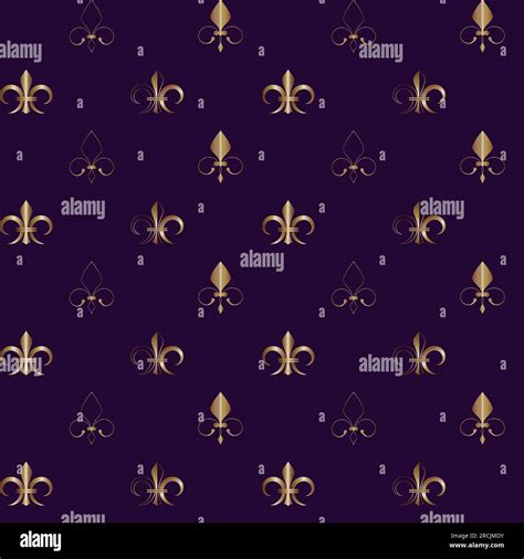 Gold Fleur De Lis Stylized Design Seamless Pattern Decorative Backdrop