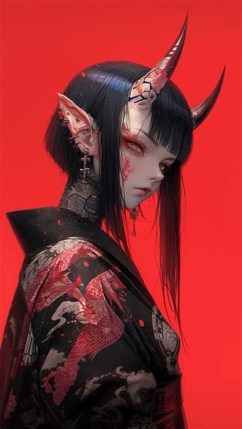 Anime Girl Kimono Demon Horn 4k 8k 6150j Wallpaper 4k Pc
