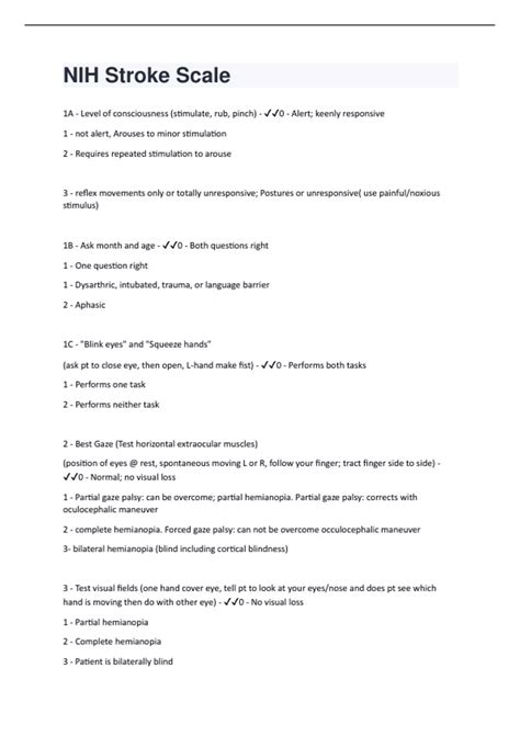 Nih Stroke Scale Test Questions With Verified Solutions Nih Stroke