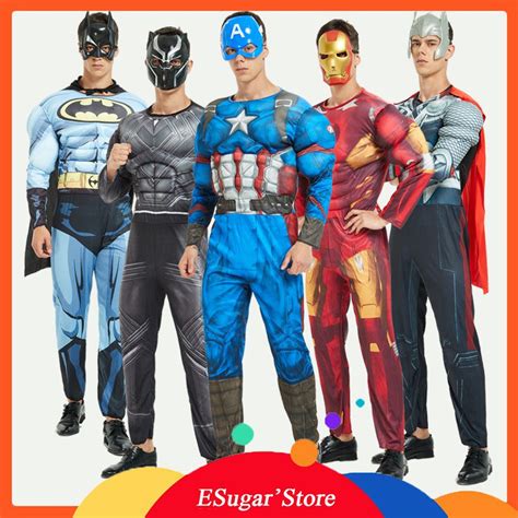 🇲🇾adult Men Superhero Spiderman Ironman Captain America Hulk Thor Black