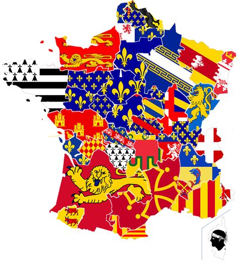 Present Map Of France Filled With Flags Of Historic Areas Vivid Maps