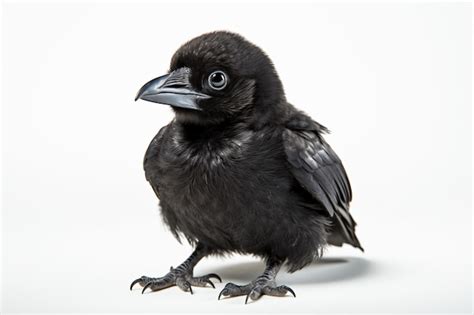 Un Cuervo Bebé Con Fondo Blanco Foto Premium