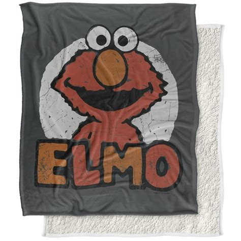 Sesame Street Blanket 50x60 Elmo Name Silky Touch Sherpa Back Super