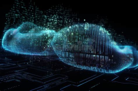 Binary Bliss Futuristic Neon Cloud Computing In High Tech 8k Detail Stock Illustration