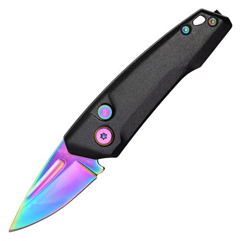 5 Atomic Push Button Knife Rainbow