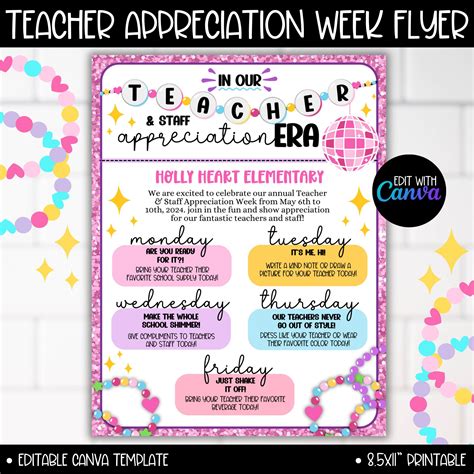 Teacher And Staff Appreciation Week Theme Flyer Editable Canva