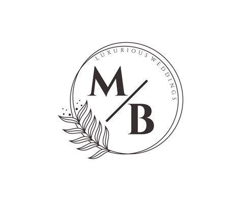 Mb Initials Letter Wedding Monogram Logos Template Hand Drawn Modern