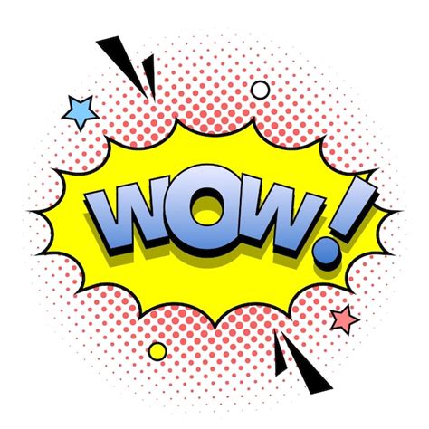 텍스트와 만화 연설 거품 와우 만화 배너 벡터 일러스트 레이 션 프리미엄 벡터