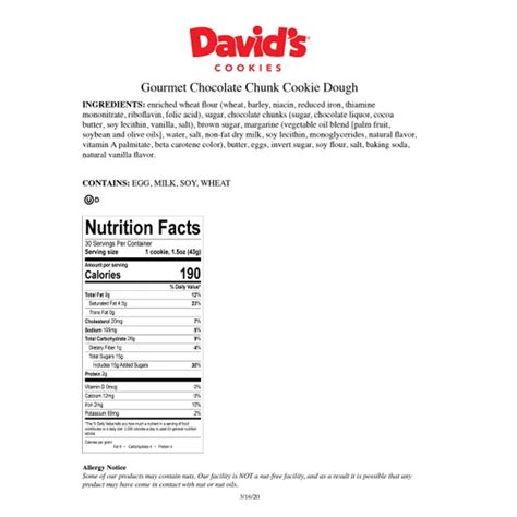 Davids Cookies 90 Piece Gourmet Chocolate Chunk Frozen Cookie Dough