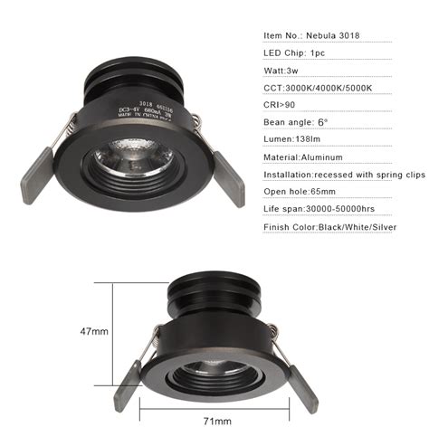 3w 6° Narrow Beam Angle Led Downlight For Museum Exhibits