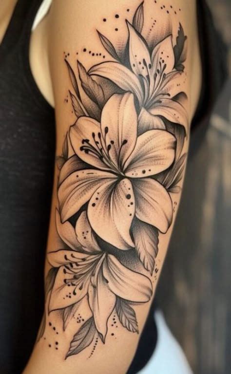 Lily Flower Tattoos Sleeve Women