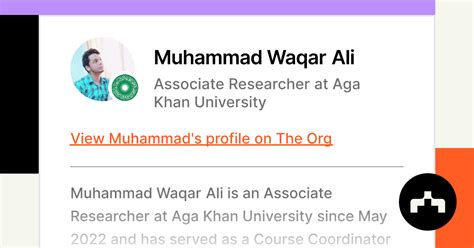 Muhammad Waqar Ali Associate Researcher At Aga Khan University The Org