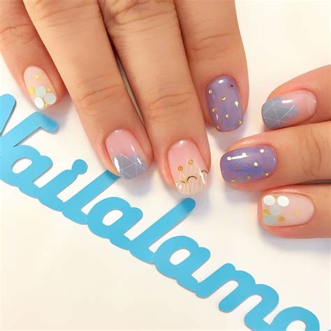 하늘하늘💙시원한 누디블루역시 예쁜 왕똥글이 옆으로 밀어보세요😳 웨딩네일 💙 여름네일예쁜네일 네일어라모드 ไอเดียแต่งเล็บ เล็บสีม่วง