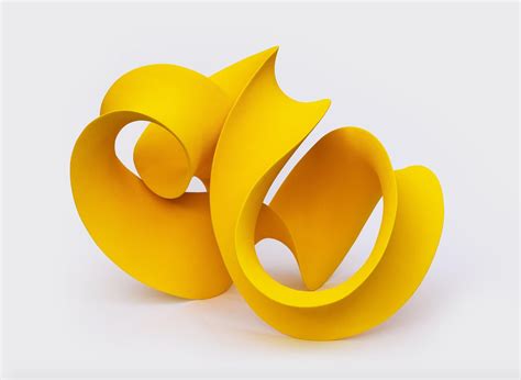 Yellow Curved Abstract Contemporary Sculpture By Merete Rasmussen For