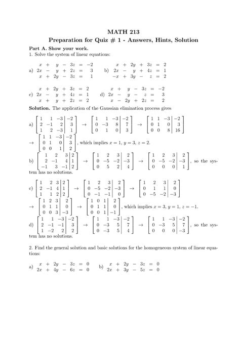 Example Quiz1 213sol Math 213 Preparation For Quiz 1 Answers