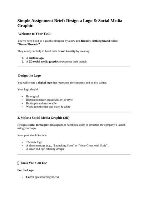 Simple Assignment Brief Pdf
