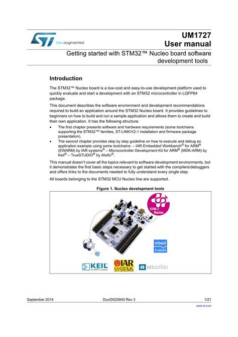 Pdf Um1727 User Manualthe Stm32™ Nucleo Board Is A Low Cost And Easy To Use Development