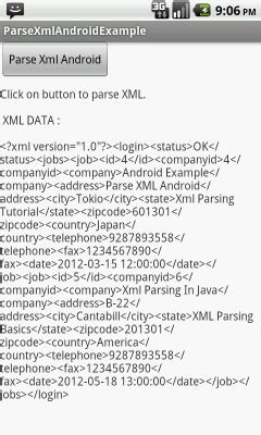 XML Parsing Android Example