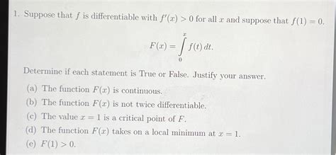 solved suppose that f ﻿is differentiable with f x 0 ﻿for