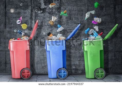 concept garbage sorting recycle bins different stock illustration 2197964337 shutterstock