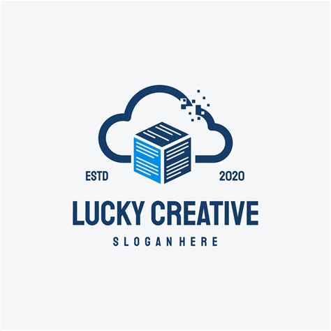 Cloud Data Logo Retro Vintage Vector Template Pixel Document