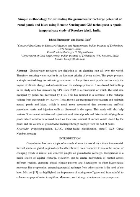Pdf Simple Methodology For Estimating The Groundwater Recharge