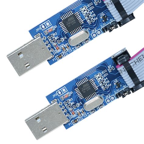 2 units usbasp usbisp avr programmer adapter 10 pin cable usb atmega8
