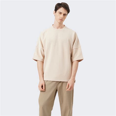 Bocu Mens Textured Drop Shoulder T Shirt Shopee Philippines