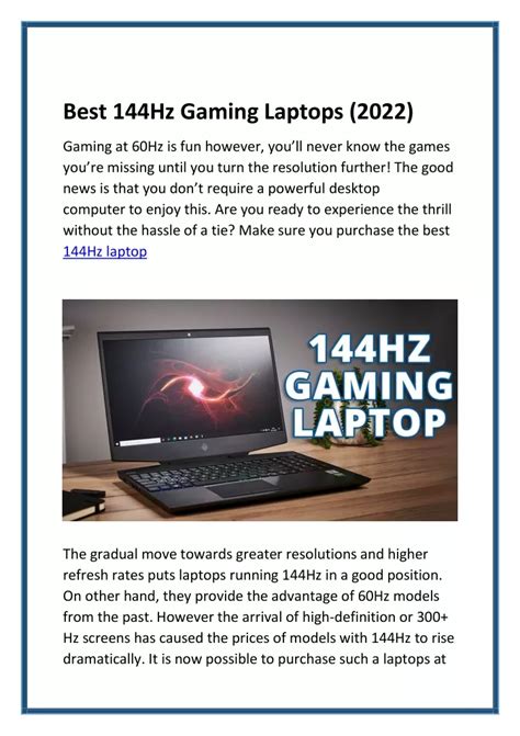 PPT Best Hz Gaming Laptops PowerPoint Presentation Free Download ID