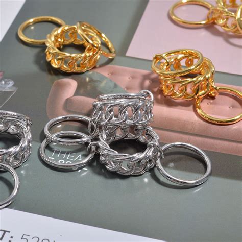 Ambush戒指全网独款日韩欧美ins潮流百搭新锁链条三环女戒指指环虎窝淘