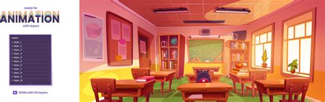 Classroom Interior Template Ready For Animation Vector Image