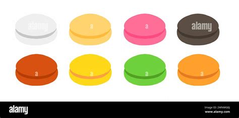 Macarons Collection In Hand Drawn Cartoon Style Cute Traditional