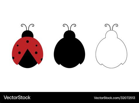 Coccinellidae Ladybug Beetles Silhouette Vector Image