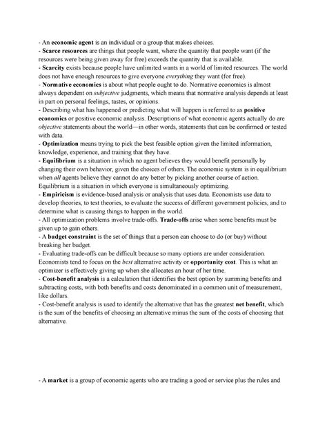 Macroeconomics Chap 2 An Economic Agent Is An Individual Or A Group