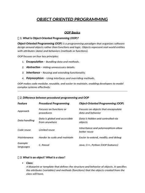Object Oriented Programming Pdf Method Computer Programming