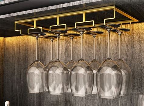 Dalal Hanging Wine Glass Rack In Gold Foter