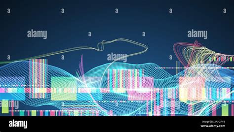 Abstract Data Waveform Background With Dynamic Lines Grids And Color