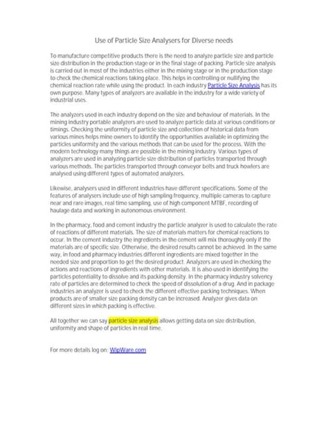 Particle Size Analysis Pdf
